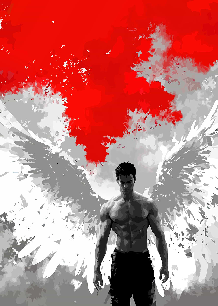 'Angel with Red and White Wings' Poster, picture, metal print, paint by ...