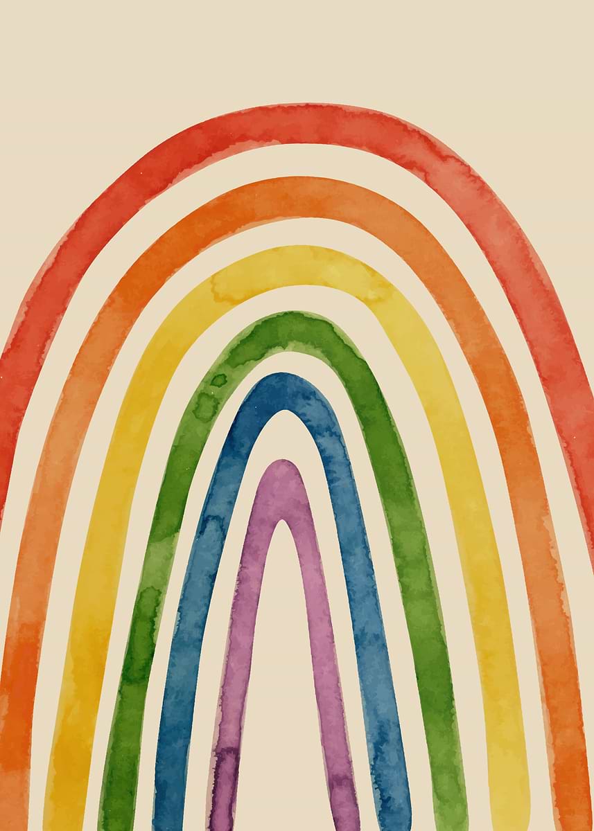 'Watercolor Rainbow Illustration' Poster, picture, metal print, paint ...