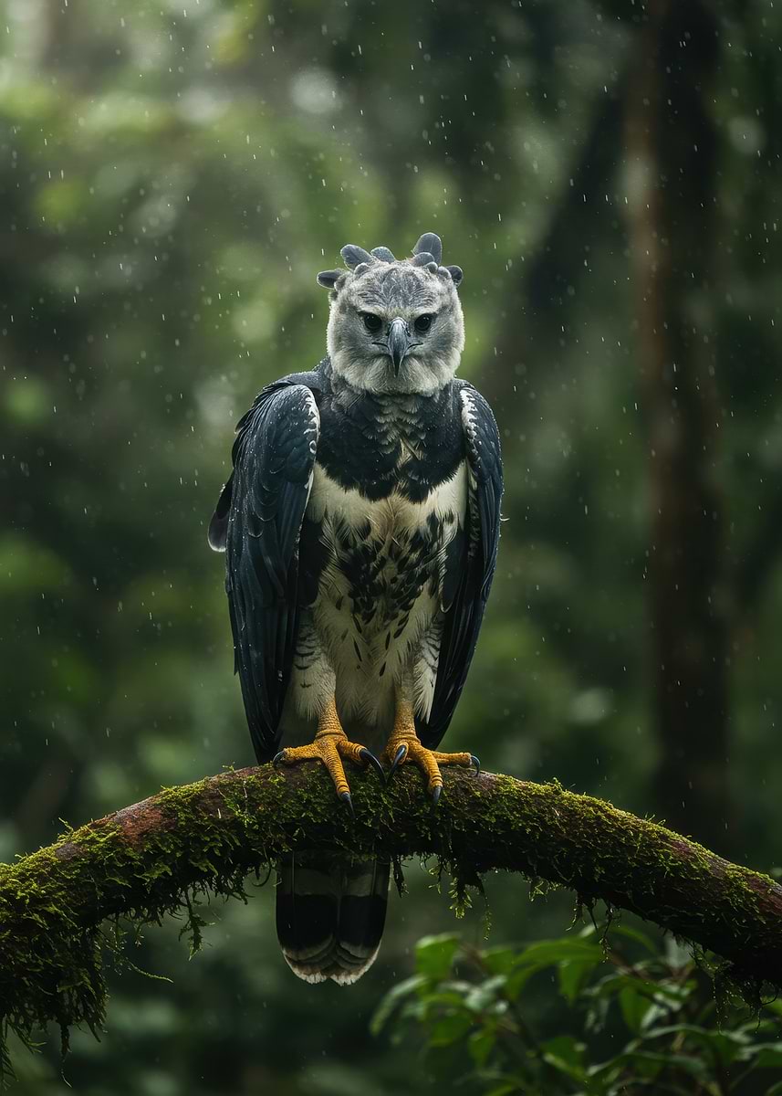 'Harpy Eagle Perched in Rainforest' Poster, picture, metal print, paint ...