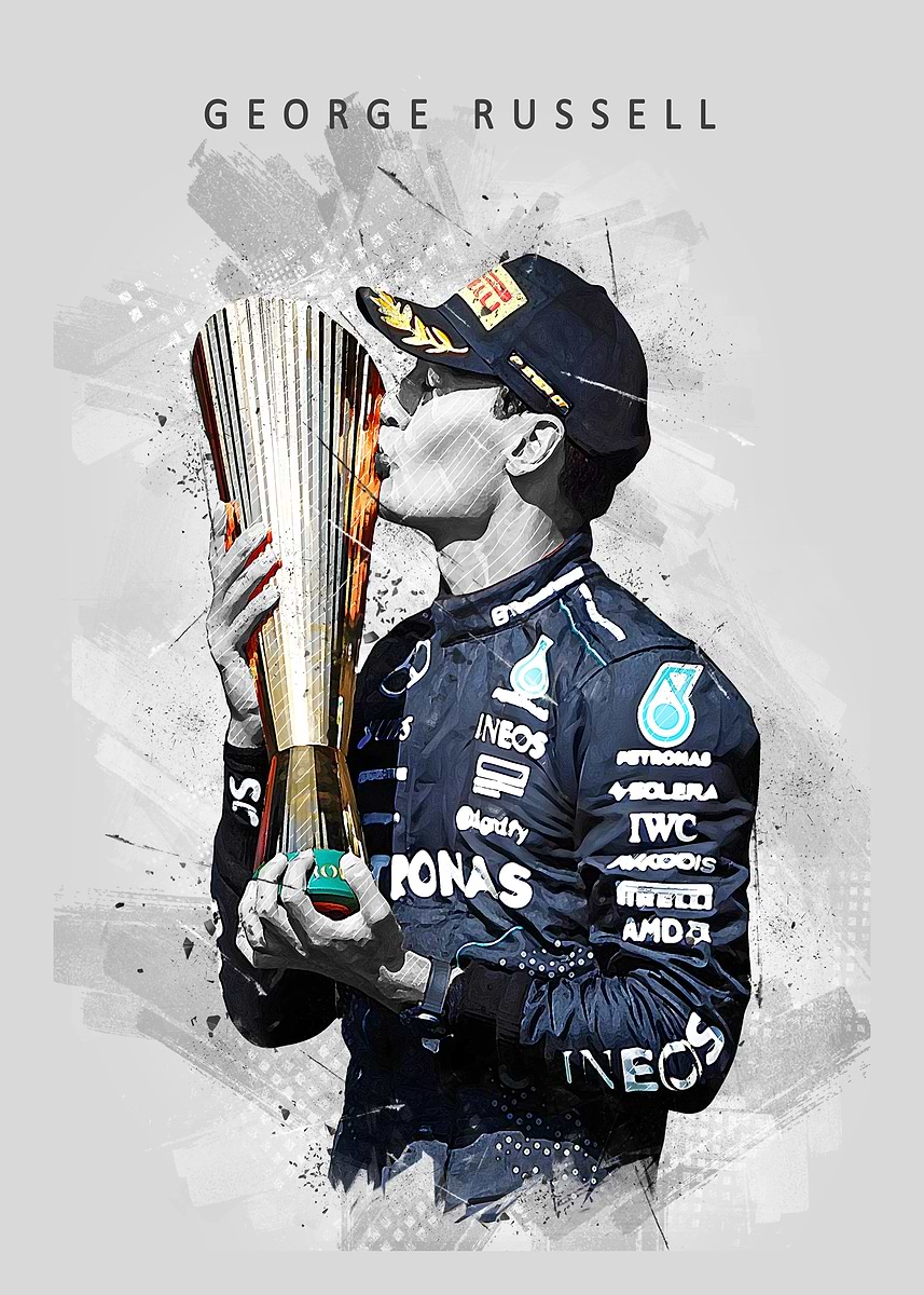 'George Russell Victory Celebration' Poster, picture, metal print ...