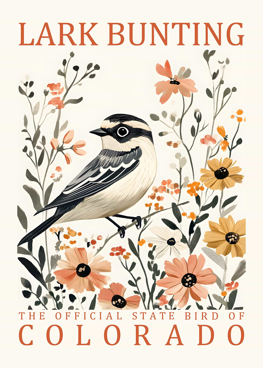 'Lark Bunting Colorado State Bird Art' Poster, picture, metal print ...