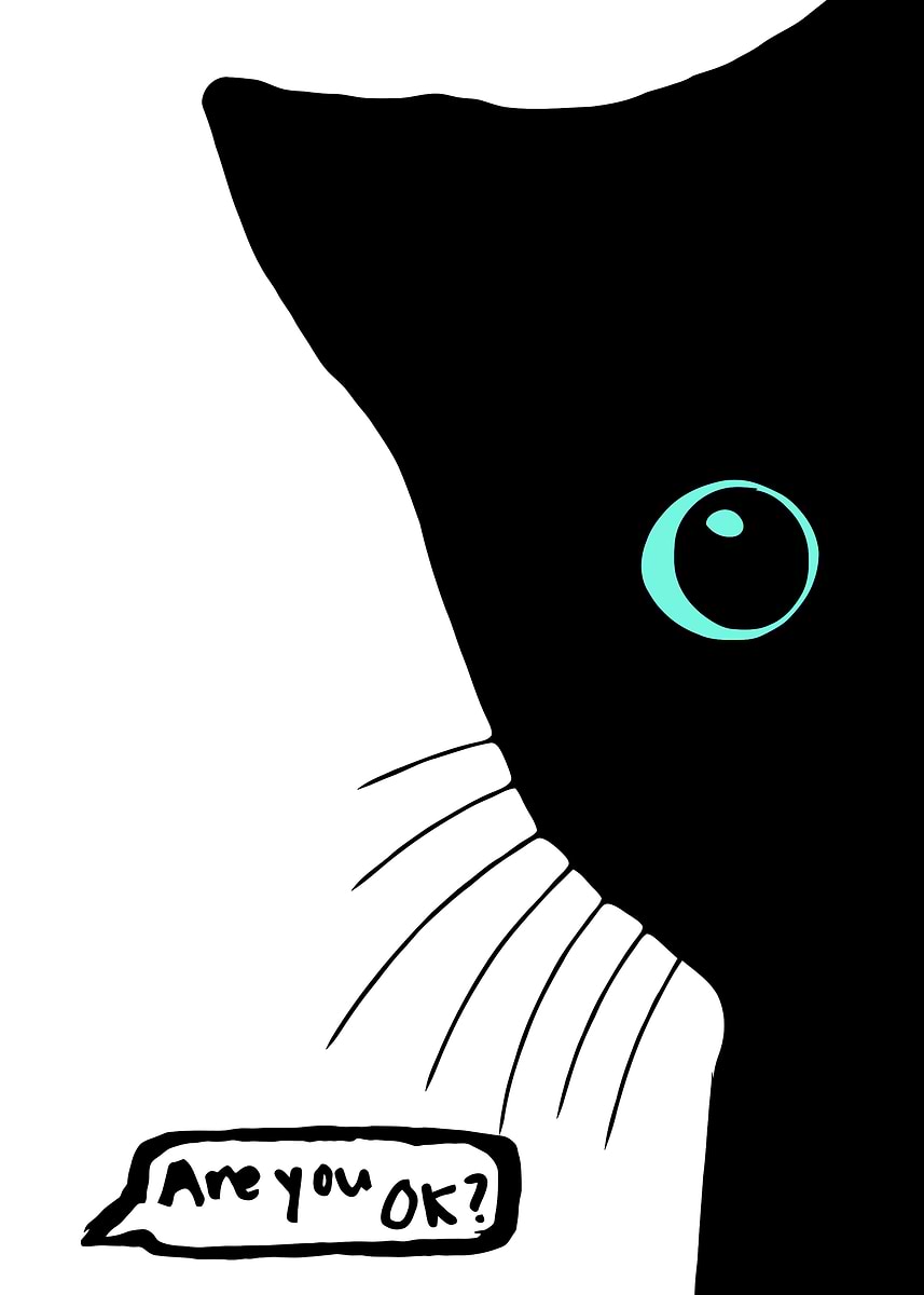 'Concerned Cat: Are You OK?' Poster, picture, metal print, paint by ...