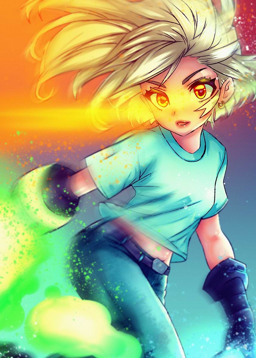'Anime Girl with Energy Powers' Poster, picture, metal print, paint by ...