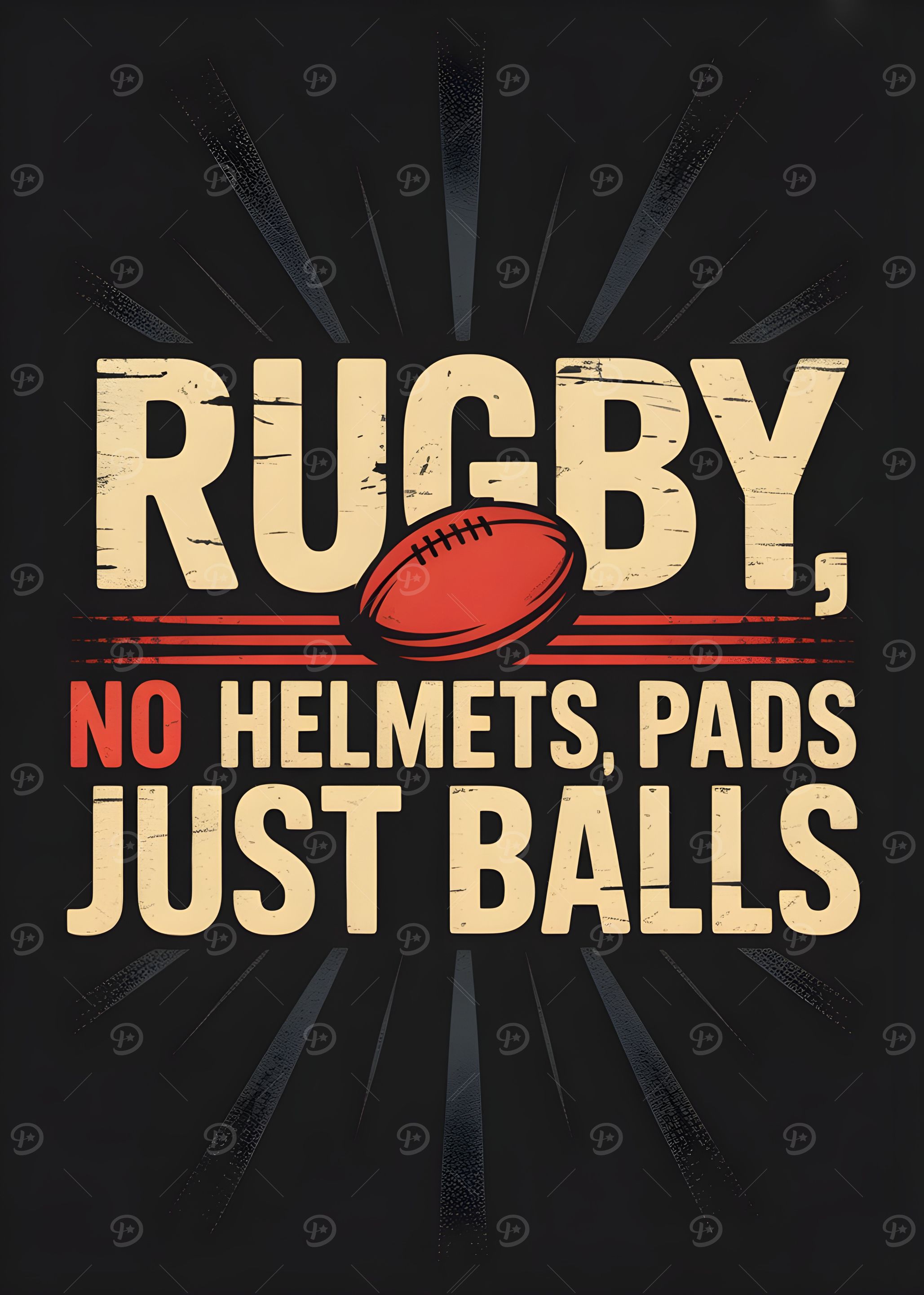 'Rugby: No Helmets, Pads, Just Balls' Poster, picture, metal print ...