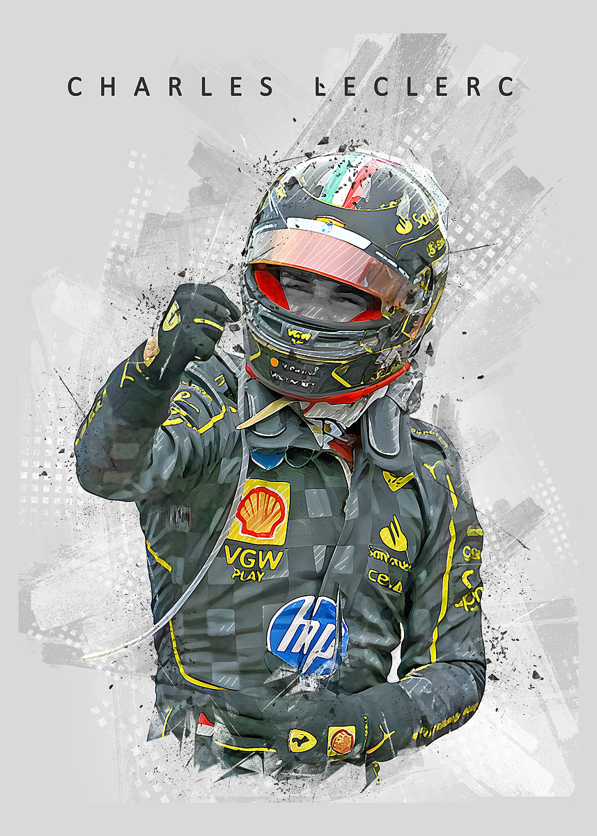'Charles Leclerc Portrait' Poster, picture, metal print, paint by ...