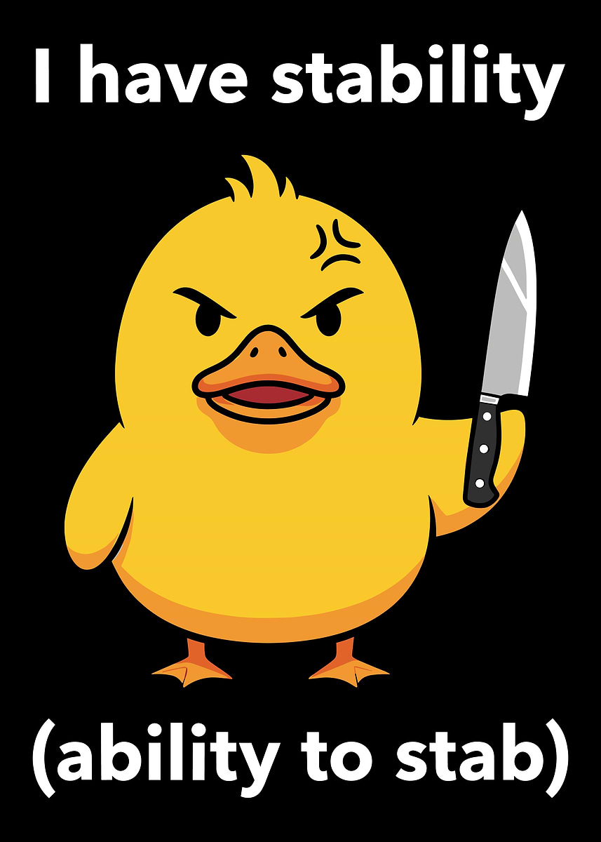 'Angry Chick with Knife: Stability Humor' Poster, picture, metal print ...
