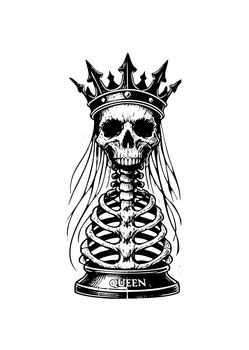 'Queen Skeleton with Crown' Poster, picture, metal print, paint by ...