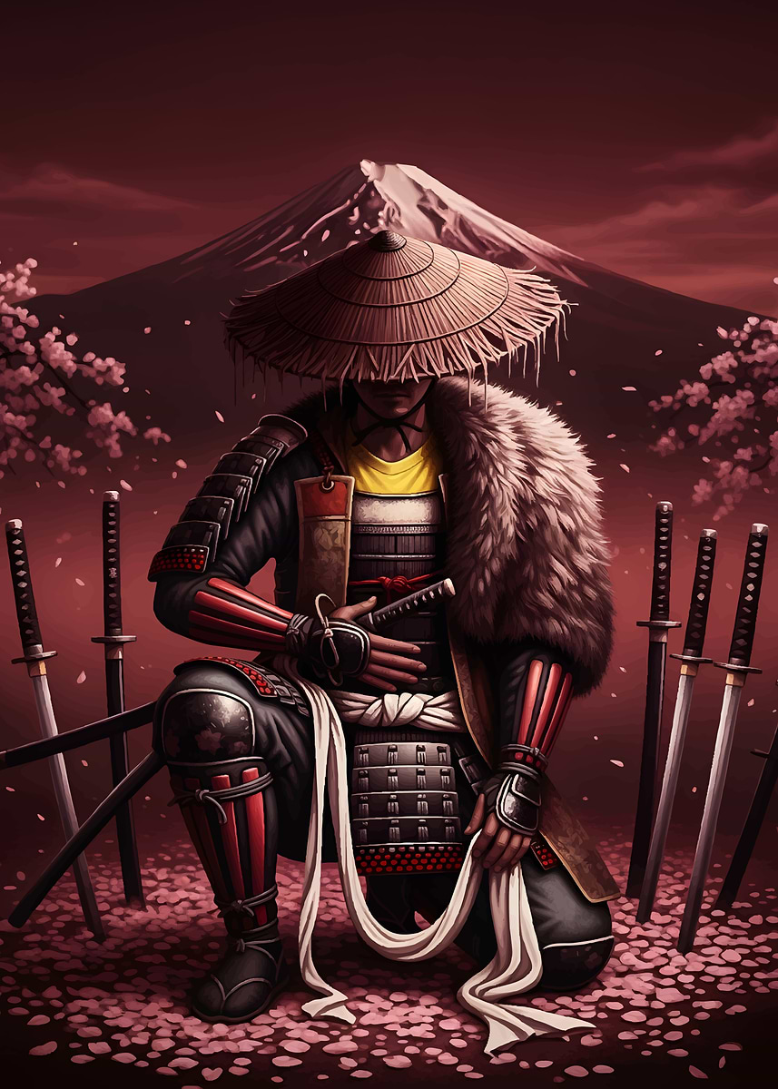 'Samurai Mount Fuji' Poster, picture, metal print, paint by iPoster ...