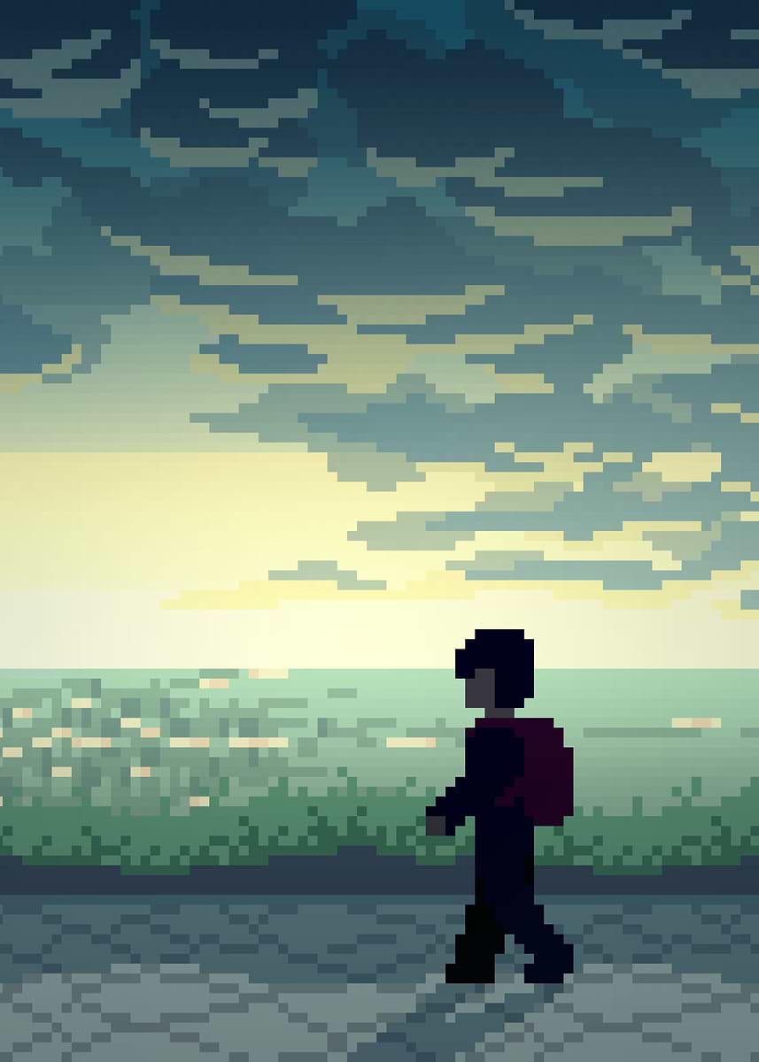 'Lo-Fi Pixel-Art – Walk Home' Poster, picture, metal print, paint by ...