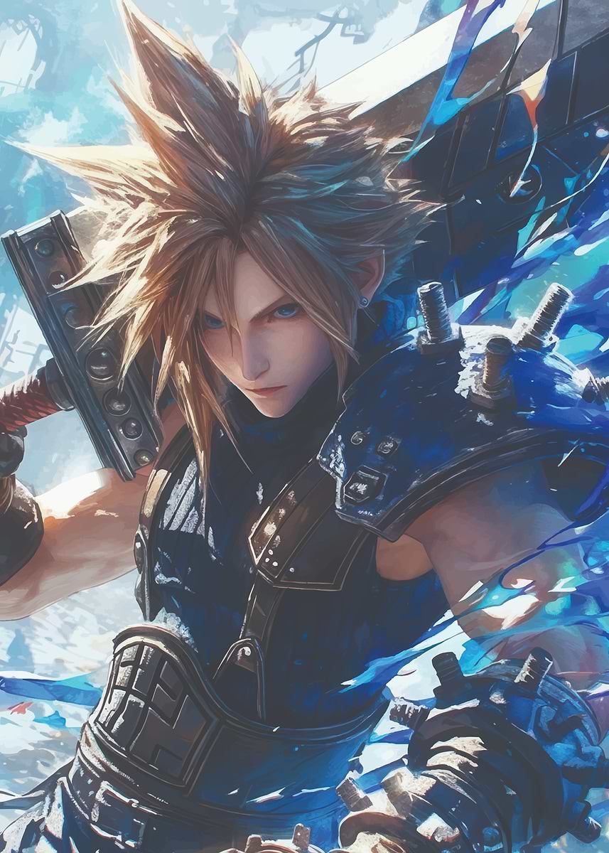 'Cloud Strife - Final Fantasy VII' Poster, picture, metal print, paint ...
