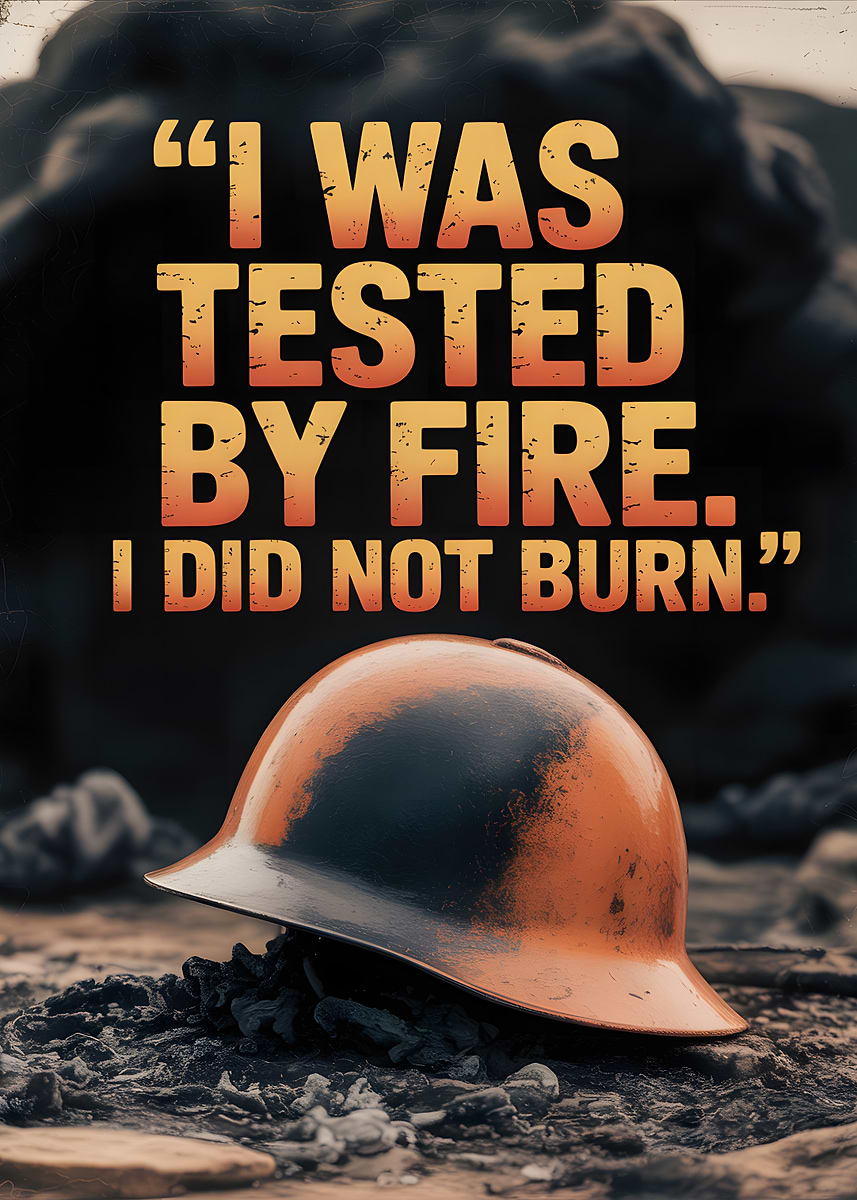 'Tested by Fire Inspirational Image' Poster, picture, metal print ...