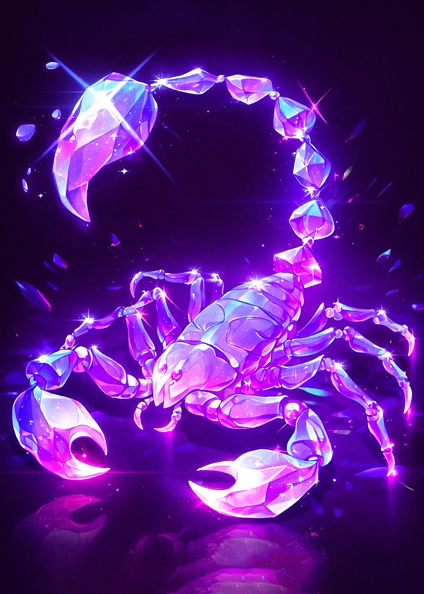 'Crystal Scorpion Purple ' Poster, picture, metal print, paint by Nile ...