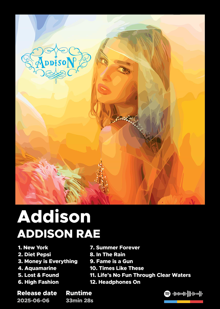 'Addison Rae Album Cover Art' Poster, picture, metal print, paint by ...