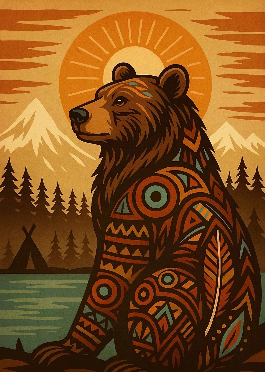 'Bear Tribal Nature' Poster, picture, metal print, paint by Mcpherson ...
