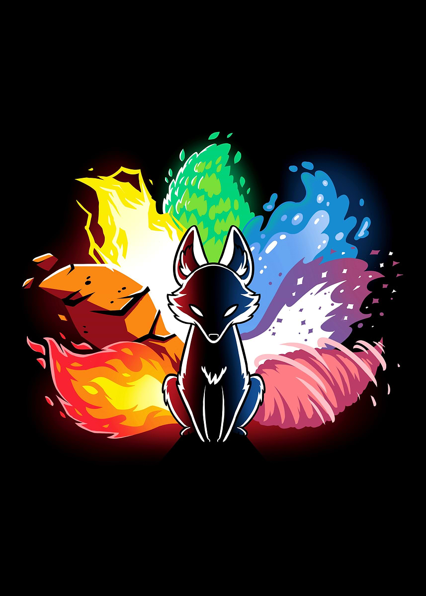 'Nine-tailed Fox with Elemental Tails' Poster, picture, metal print ...