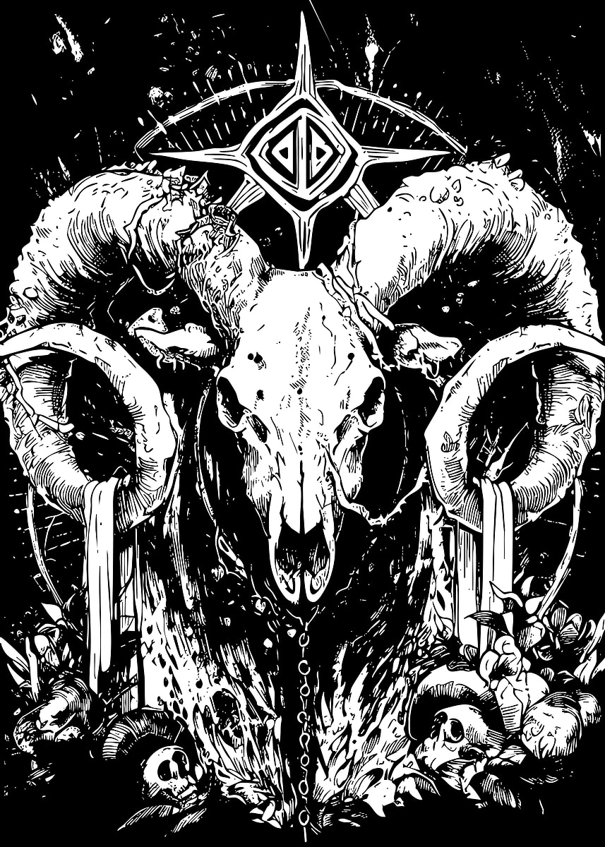 'Ram Skull with Occult Symbol' Poster, picture, metal print, paint by ...