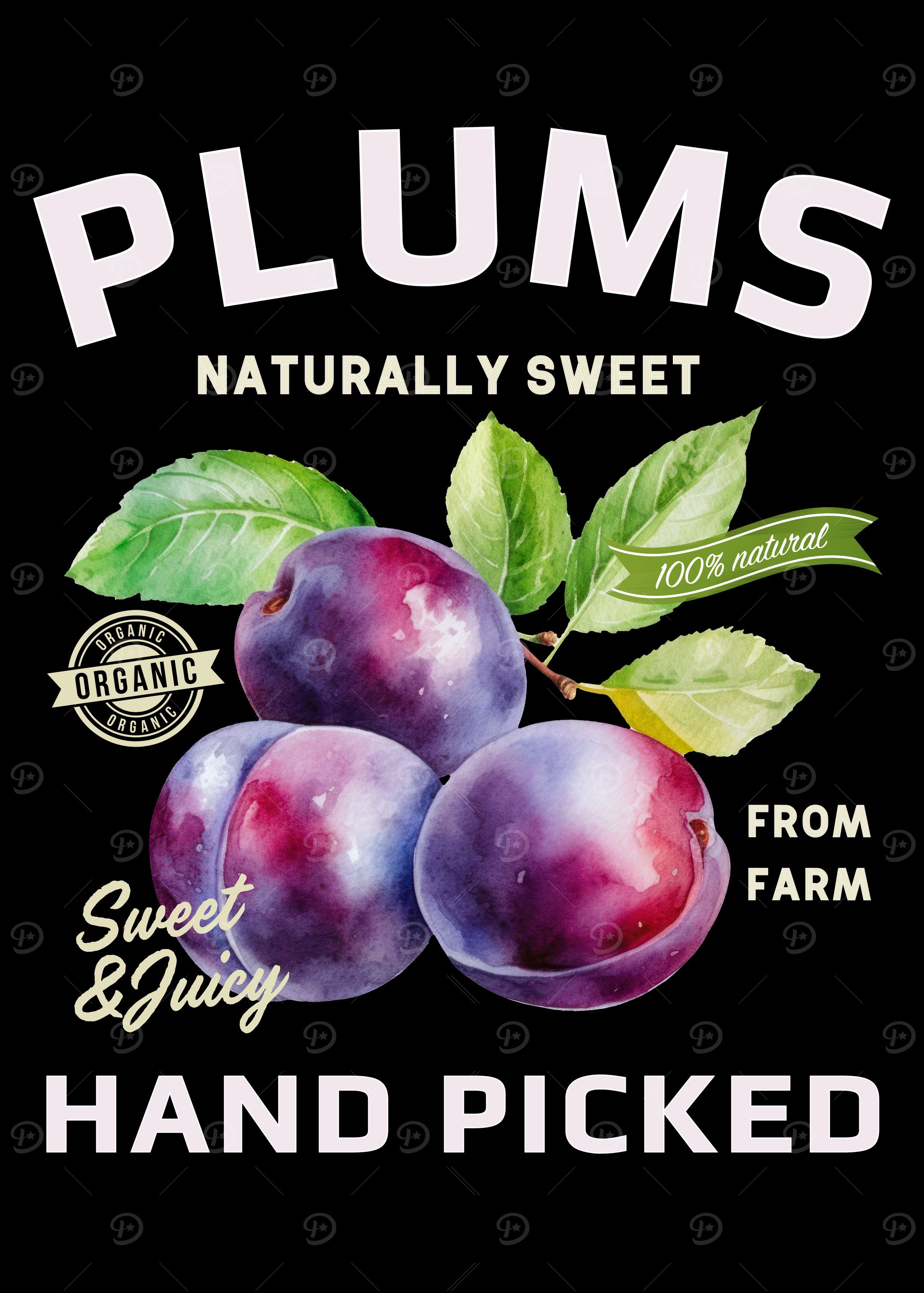 'Plums: Naturally Sweet, Hand Picked' Poster, picture, metal print ...