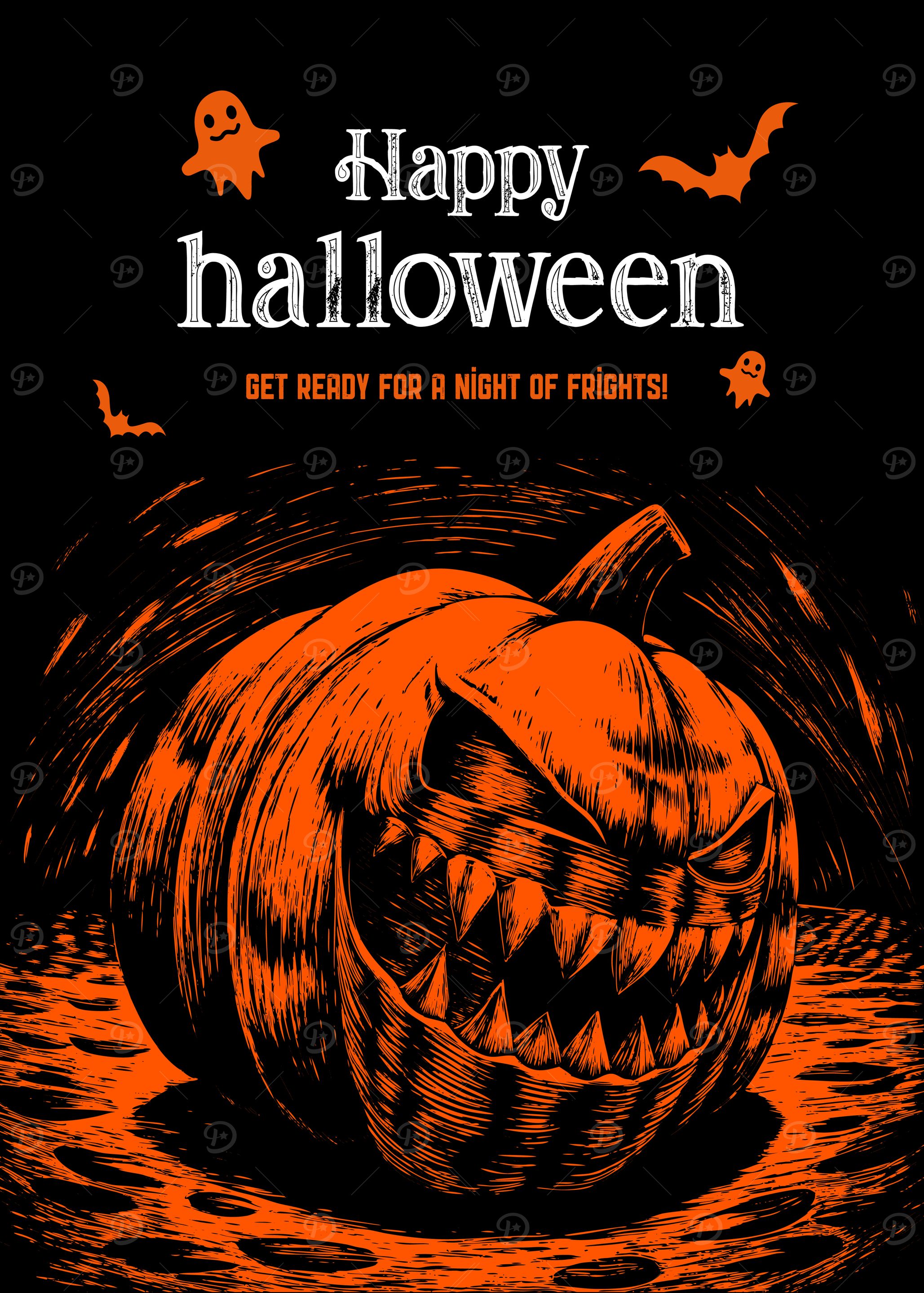 'Happy Halloween Pumpkin Frights' Poster, picture, metal print, paint ...