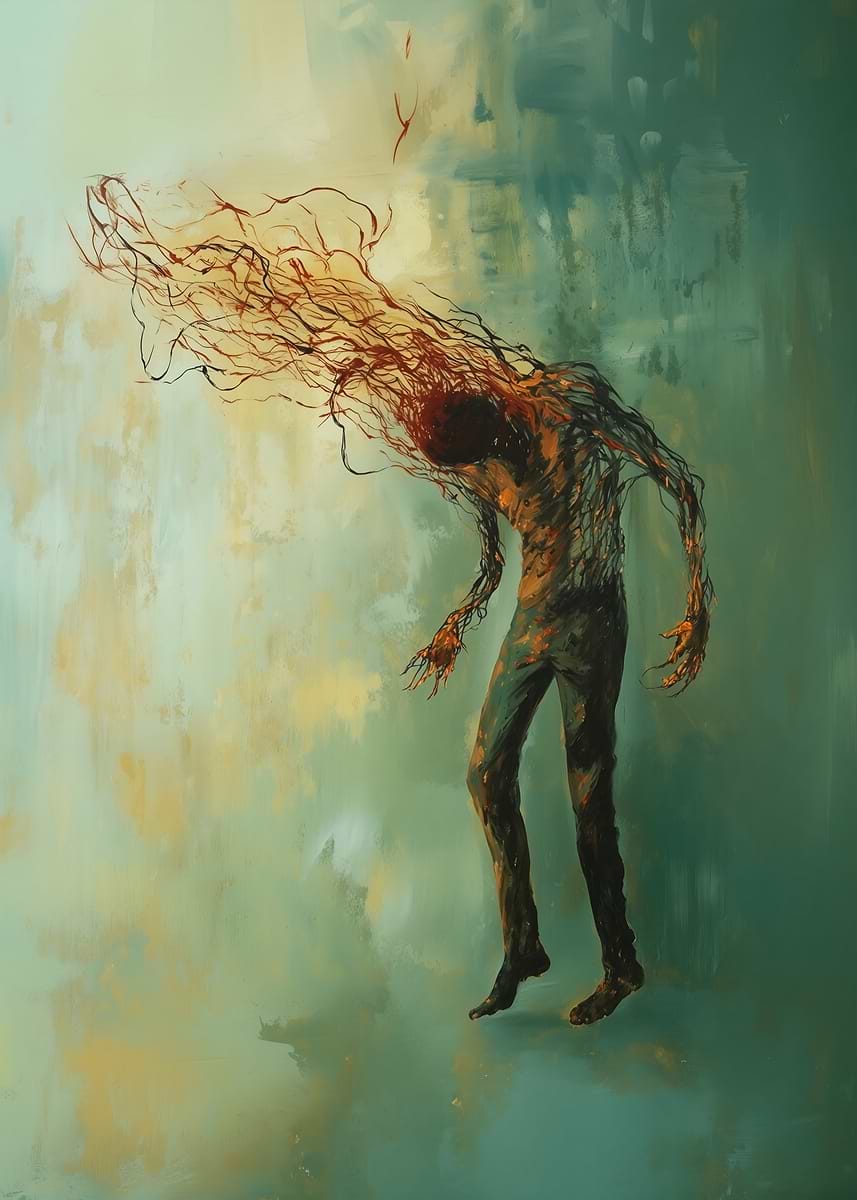 'Abstract Figure with Exploding Head Painting' Poster, picture, metal ...