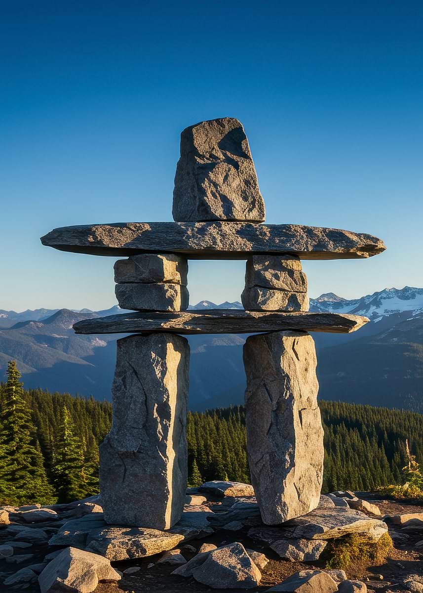 'Inukshuk Stone Mountain Landscape' Poster, picture, metal print, paint ...