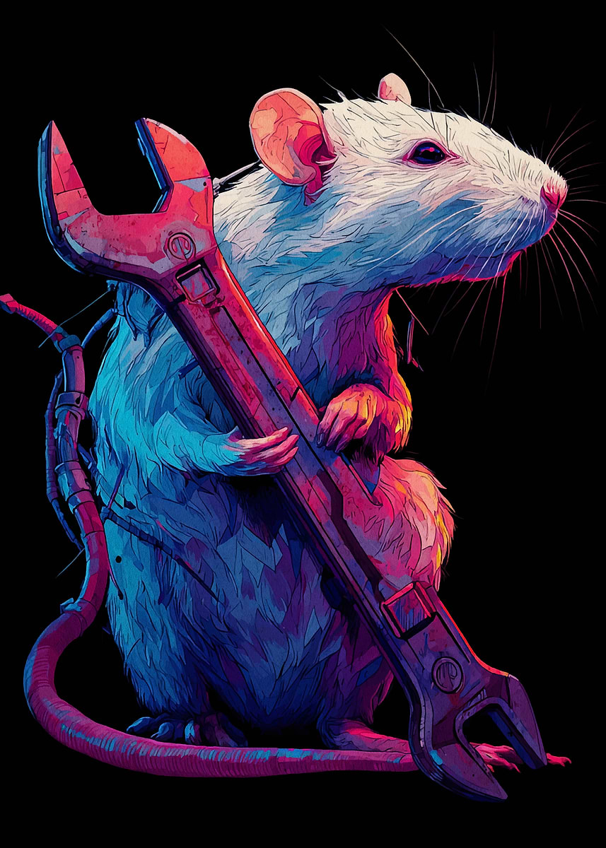 'Rat with Wrench' Poster, picture, metal print, paint by Coleman ...