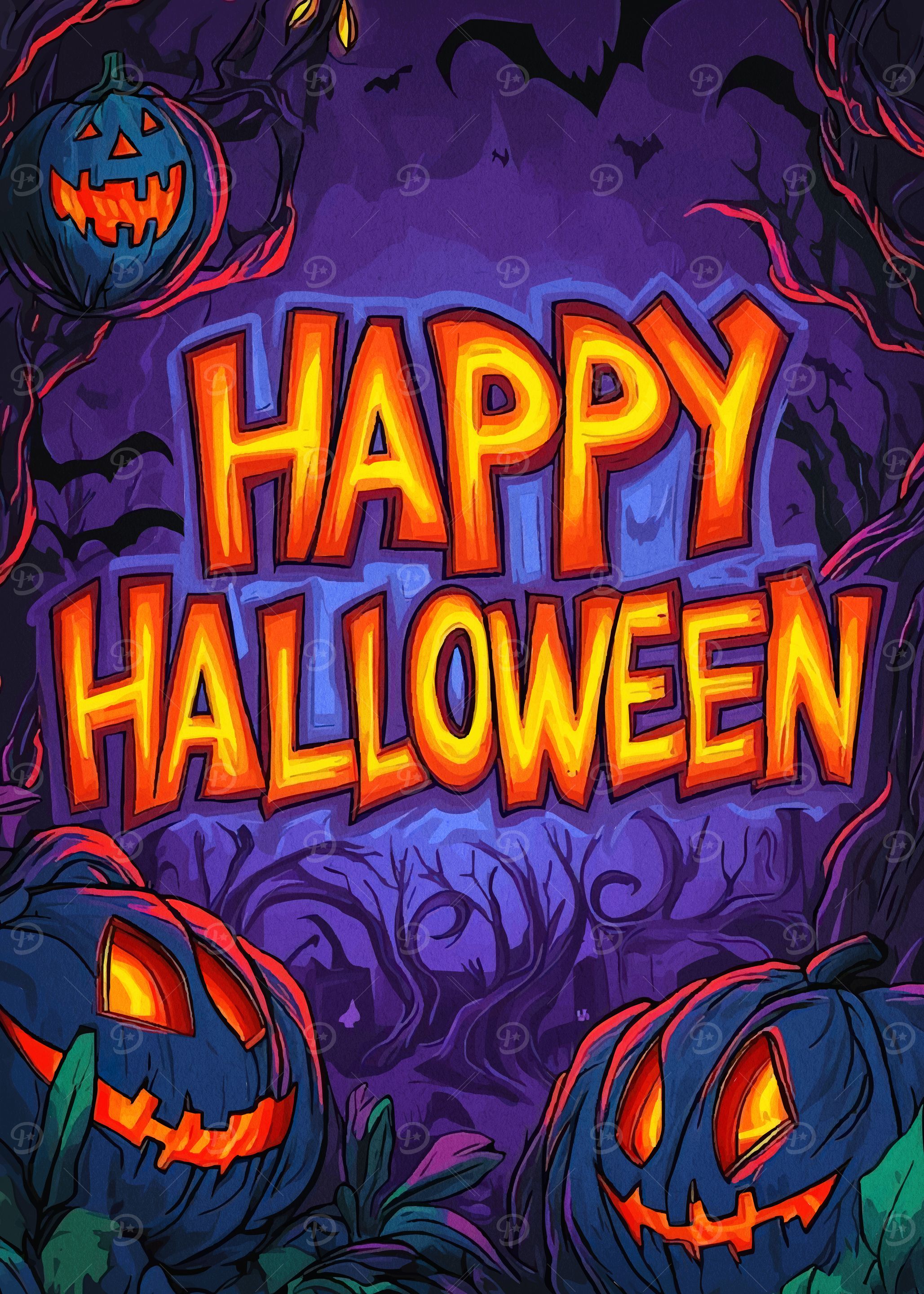 'Happy Halloween Pumpkins' Poster, picture, metal print, paint by Lim ...