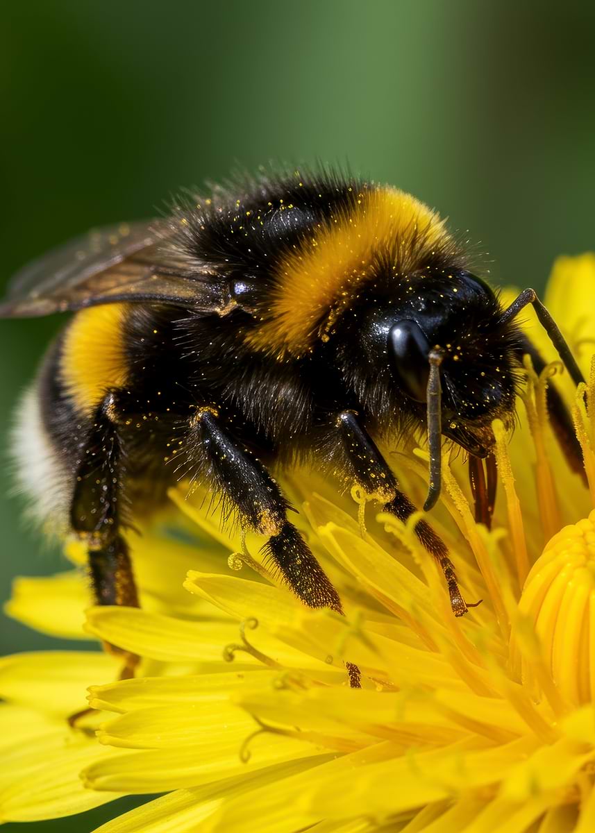 'Bumblebee on Yellow Flower' Poster, picture, metal print, paint by ...