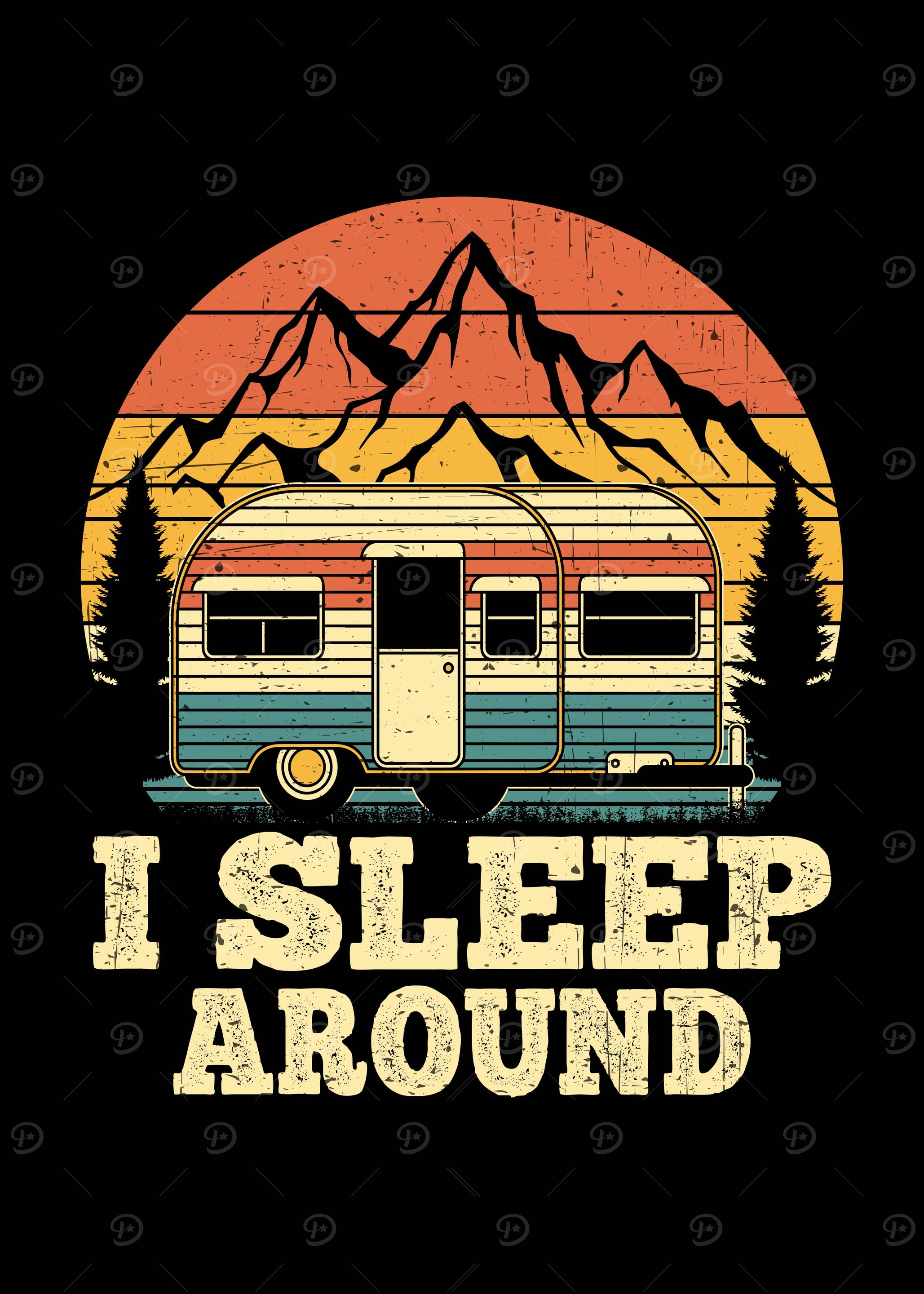 'I Sleep Around Camping RV' Poster, picture, metal print, paint by ...