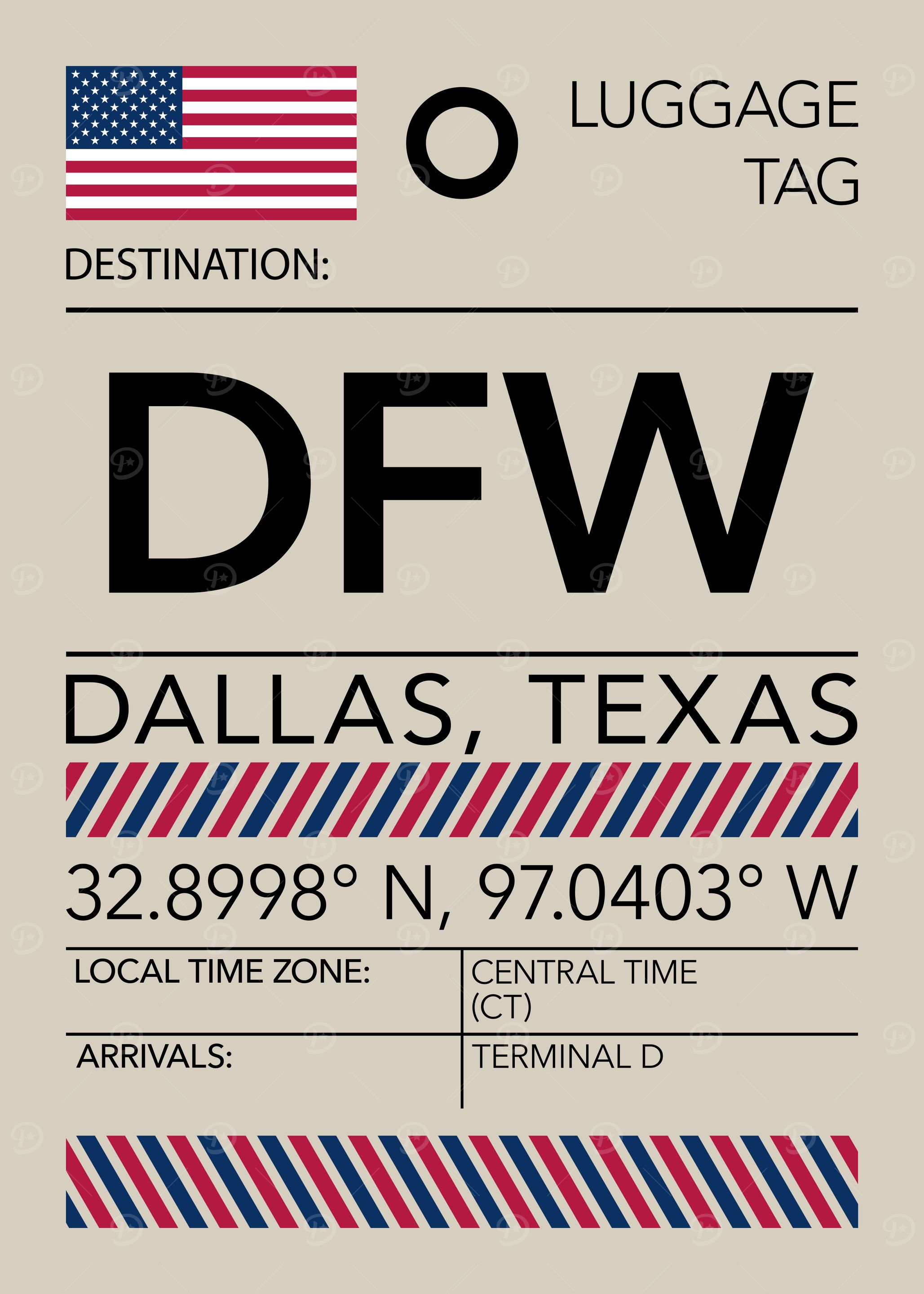 'DFW Dallas, Texas Airport Luggage Tag' Poster, picture, metal print ...