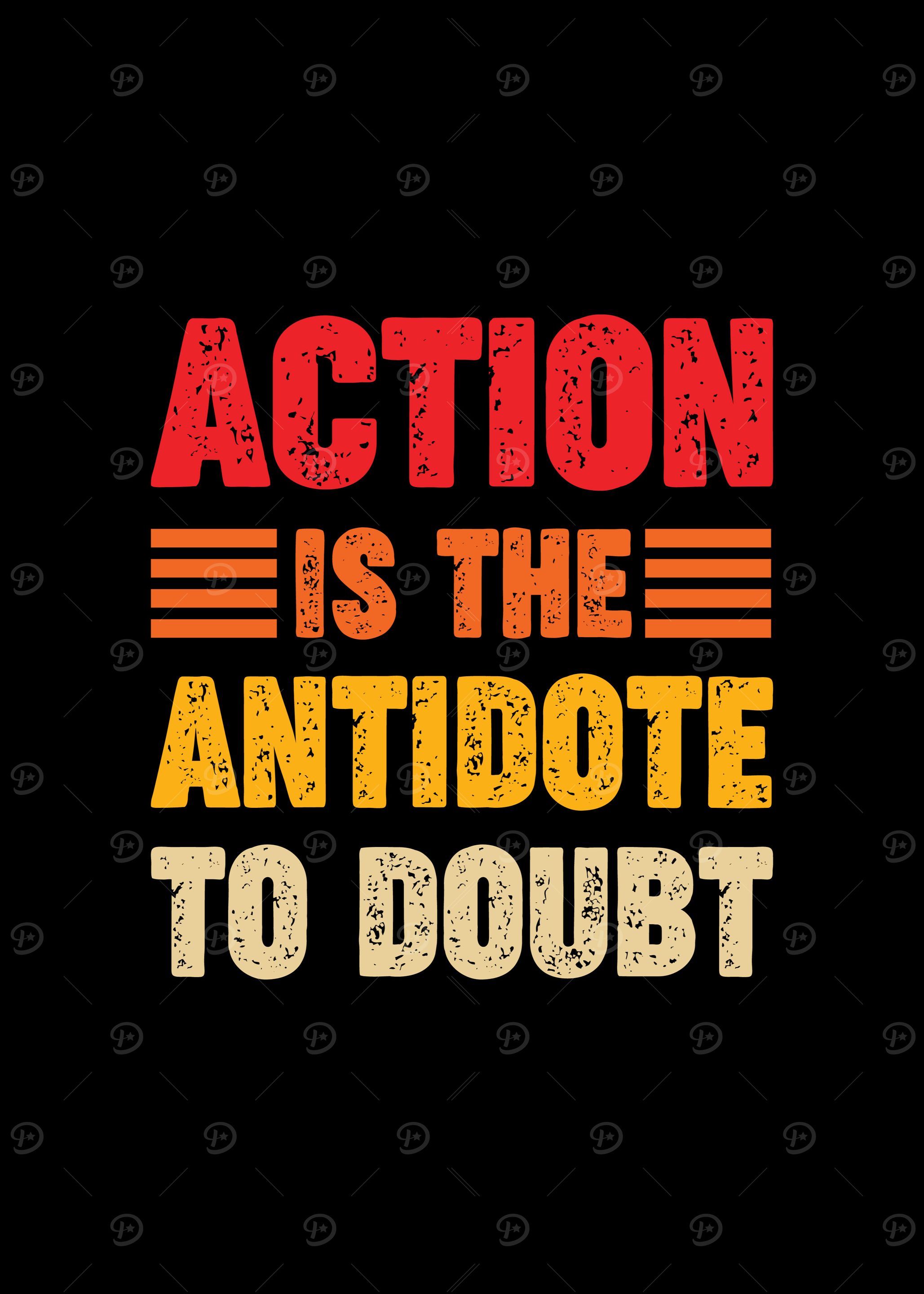 'Action is the antidote to doubt Retro Motivation' Poster, picture ...