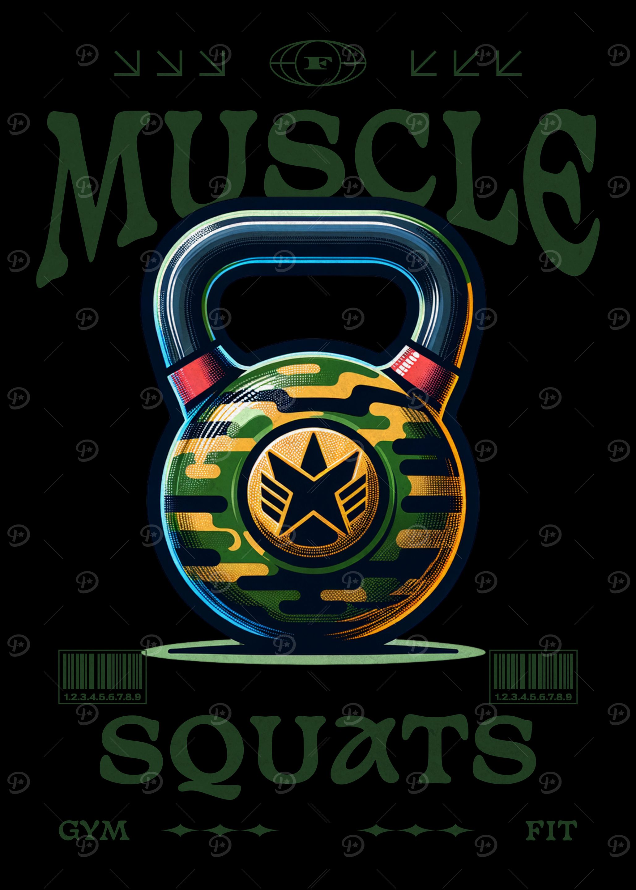 'Muscle Squats Kettlebell Gym Fit' Poster, picture, metal print, paint ...