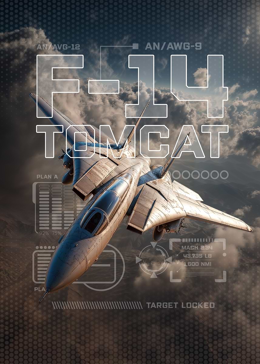 'F-14 Tomcat Fighter Jet Poster' Poster, picture, metal print, paint by ...