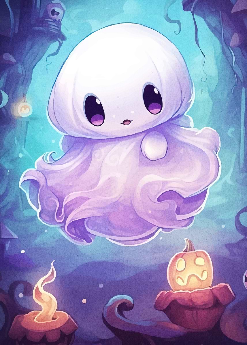 ' Ghost Pumpkin Halloween' Poster, picture, metal print, paint by ...