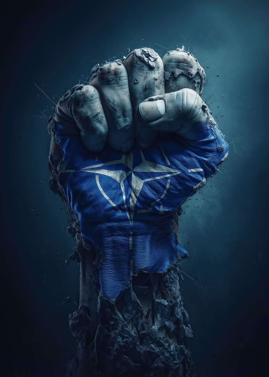 'NATO Flag Fist' Poster, picture, metal print, paint by Kajiro | Displate
