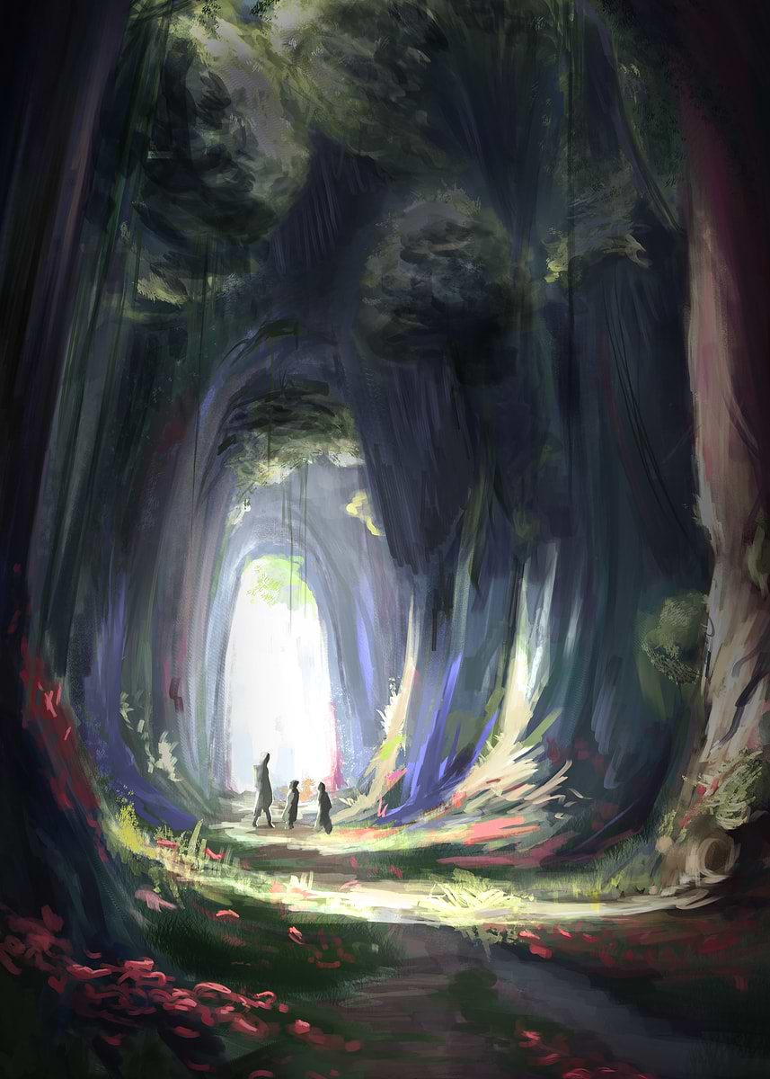 'Whispers of the Enchanted Path' Poster, picture, metal print, paint by AntiLinkArt | Displate