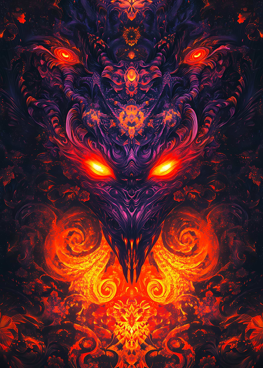 'Fiery Demon Abstract Digital Art' Poster, picture, metal print, paint ...