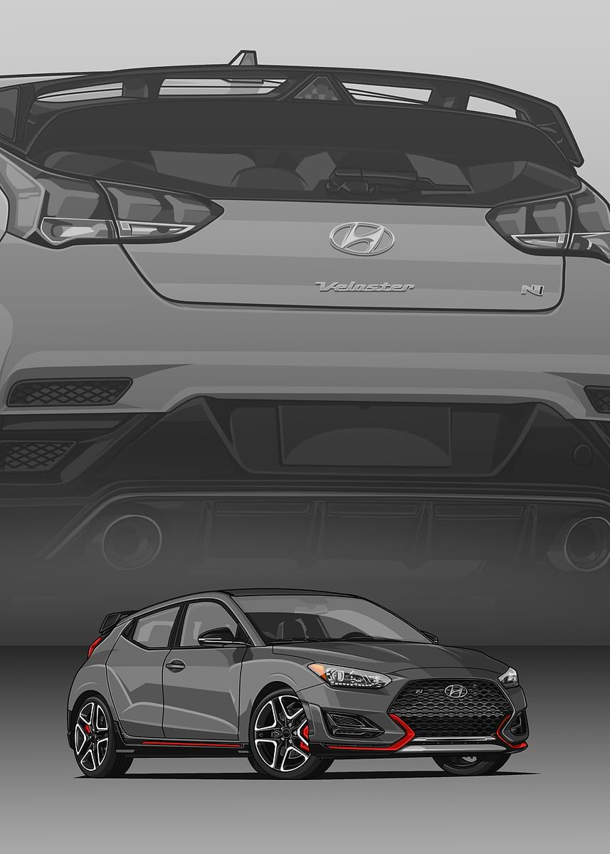 'Hyundai Veloster N Illustration' Poster, picture, metal print, paint ...