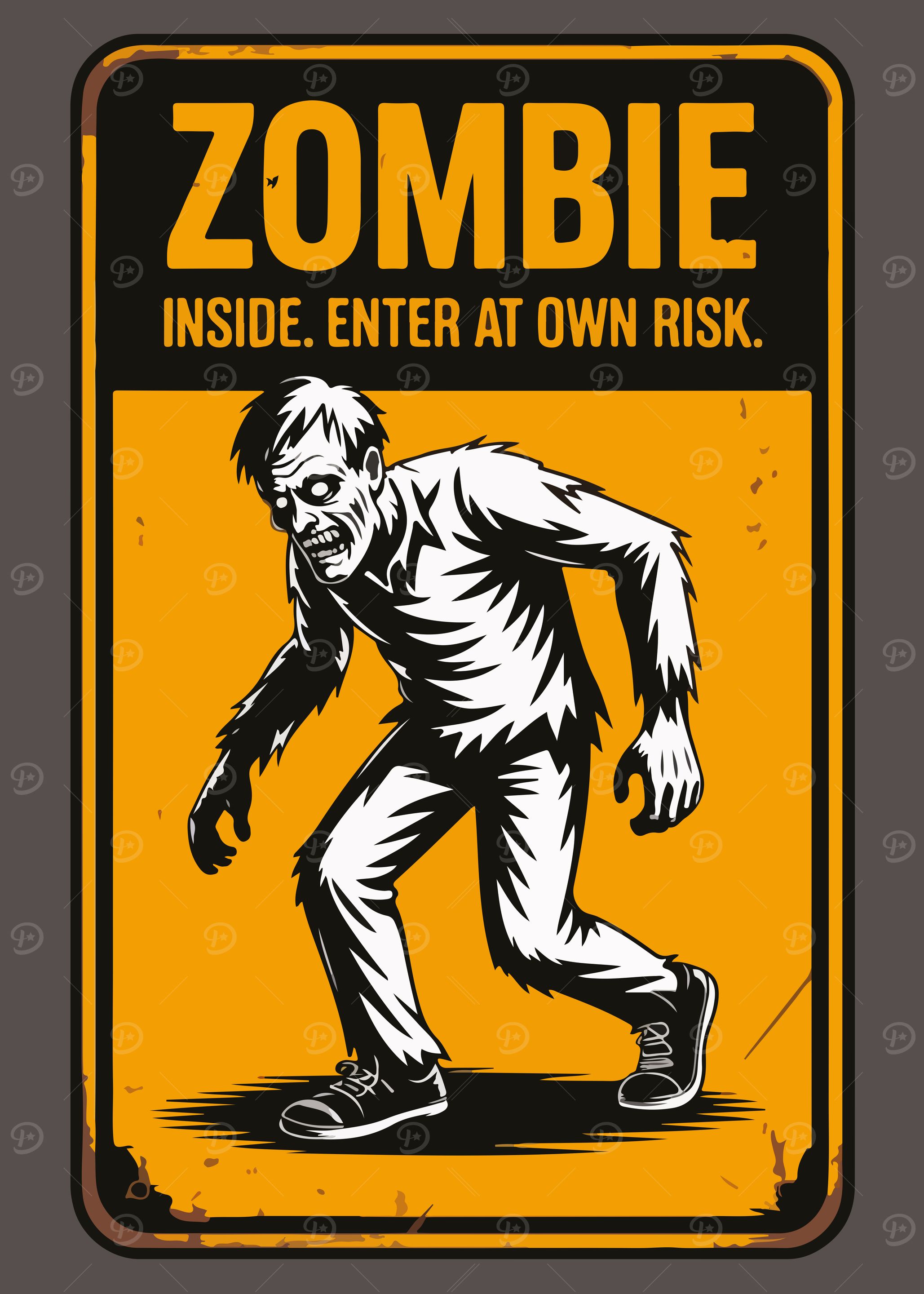 'Zombie Warning Sign' Poster, picture, metal print, paint by ...