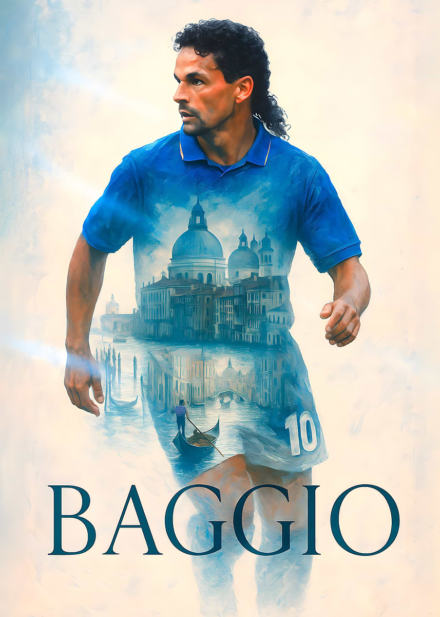 'Roberto Baggio Venice Fusion Art' Poster, picture, metal print, paint ...