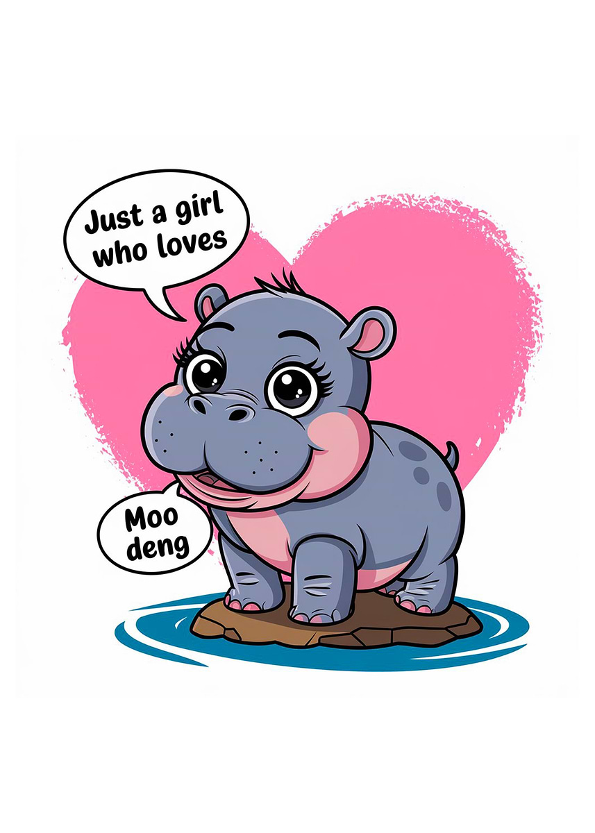 'Cute Hippo Cartoon with Text Bubbles' Poster, picture, metal print ...