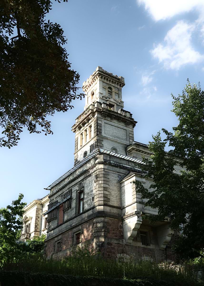 'Old Building with Tower' Poster, picture, metal print, paint by Tisu ...