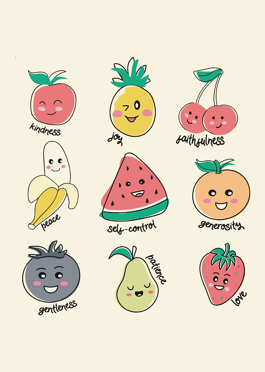 'Fruits with Positive Attributes' Poster, picture, metal print, paint ...