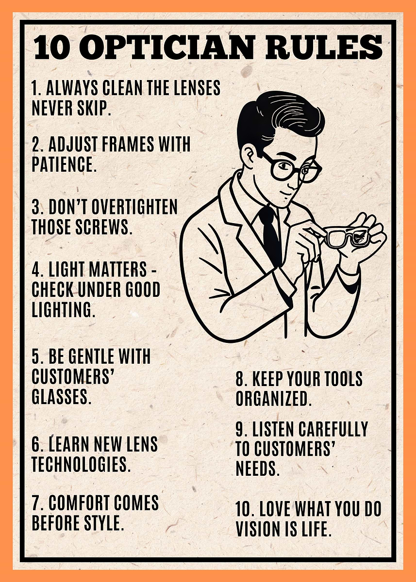 '10 Optician Rules Poster' Poster, picture, metal print, paint by ...