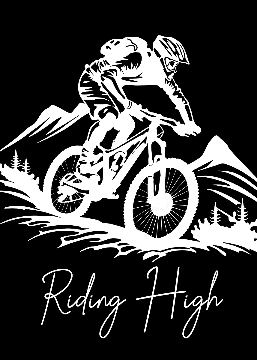 'Mountain Biker Riding High' Poster, picture, metal print, paint by ...