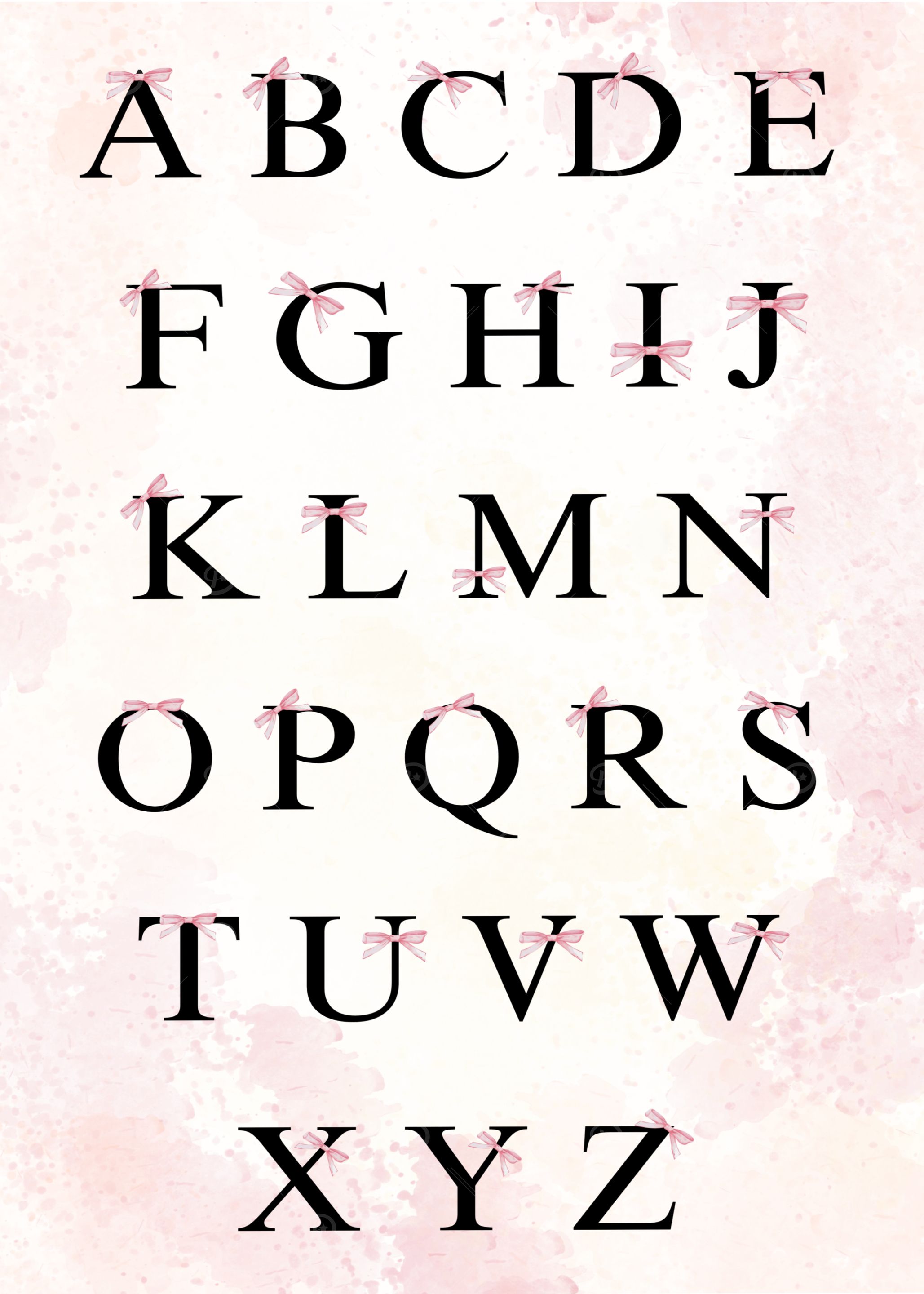 'Alphabet with Pink Bows ' Poster, picture, metal print, paint by Anam ...