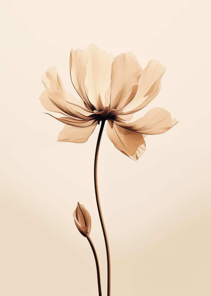 'Elegant Sepia Flower' Poster, picture, metal print, paint by Roman ...