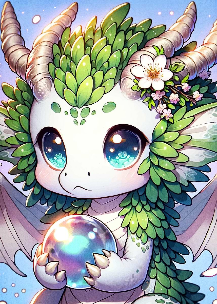 'Cute Dragon with Orb ' Poster, picture, metal print, paint by Rizwan ...