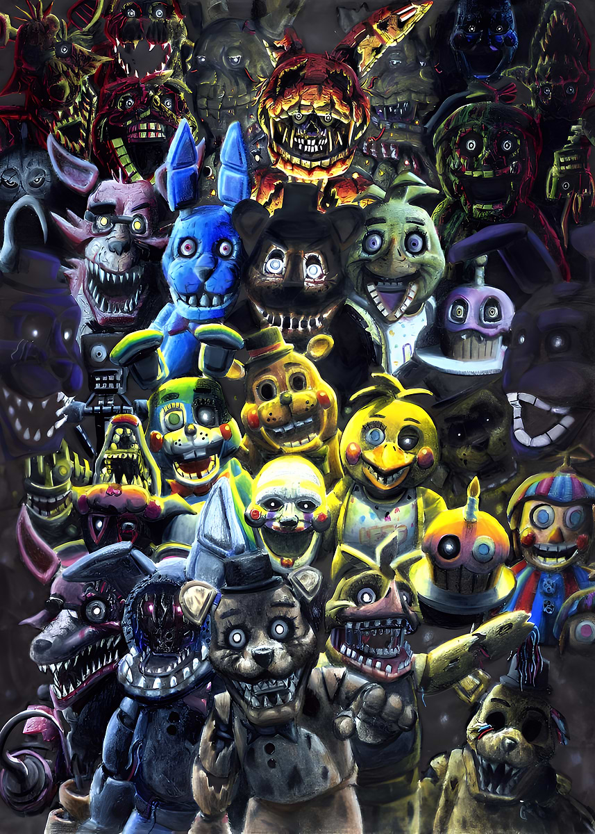 'Five Nights at Freddy's characters collage' Poster, picture, metal ...