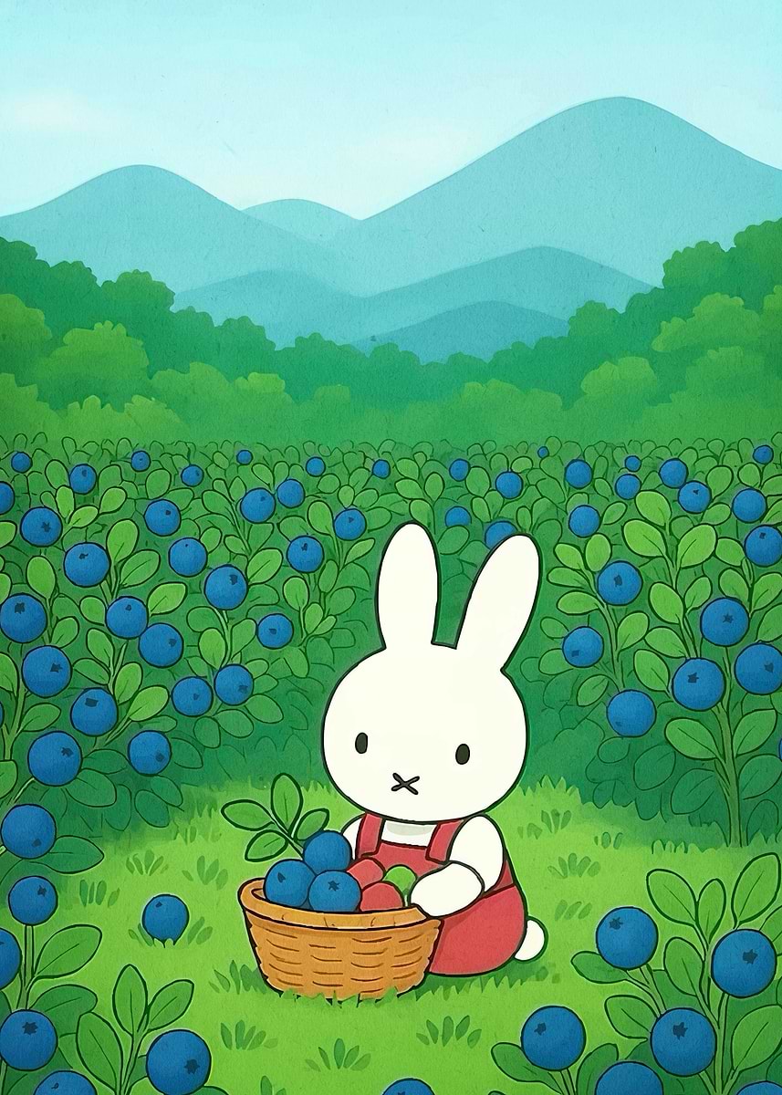 'Miffy Blueberry Field' Poster, picture, metal print, paint by Medina ...