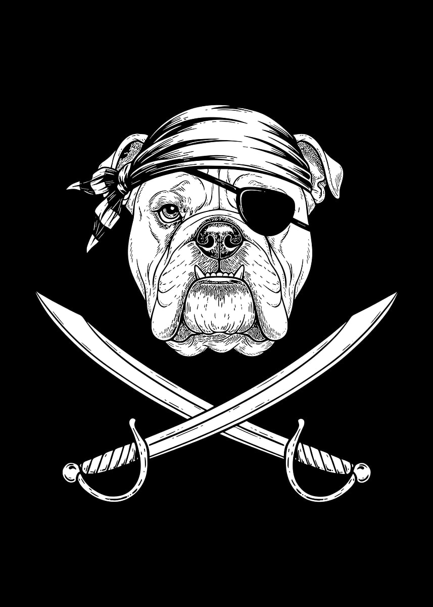 'Pirate Bulldog with Swords' Poster, picture, metal print, paint by ...